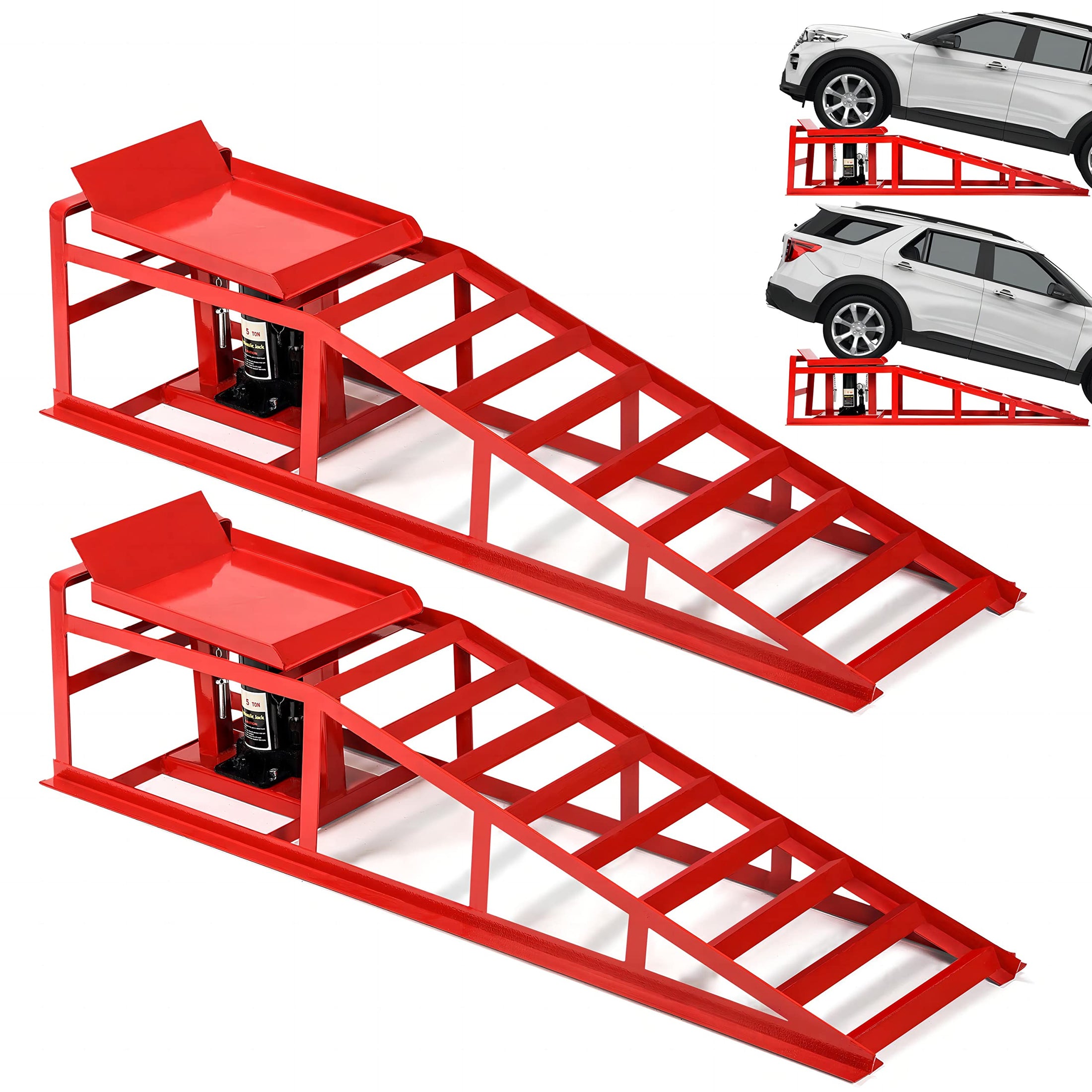 Lafati 2-Pack Hydraulic Car Ramps: Heavy-Duty Vehicle Ramps with 5T