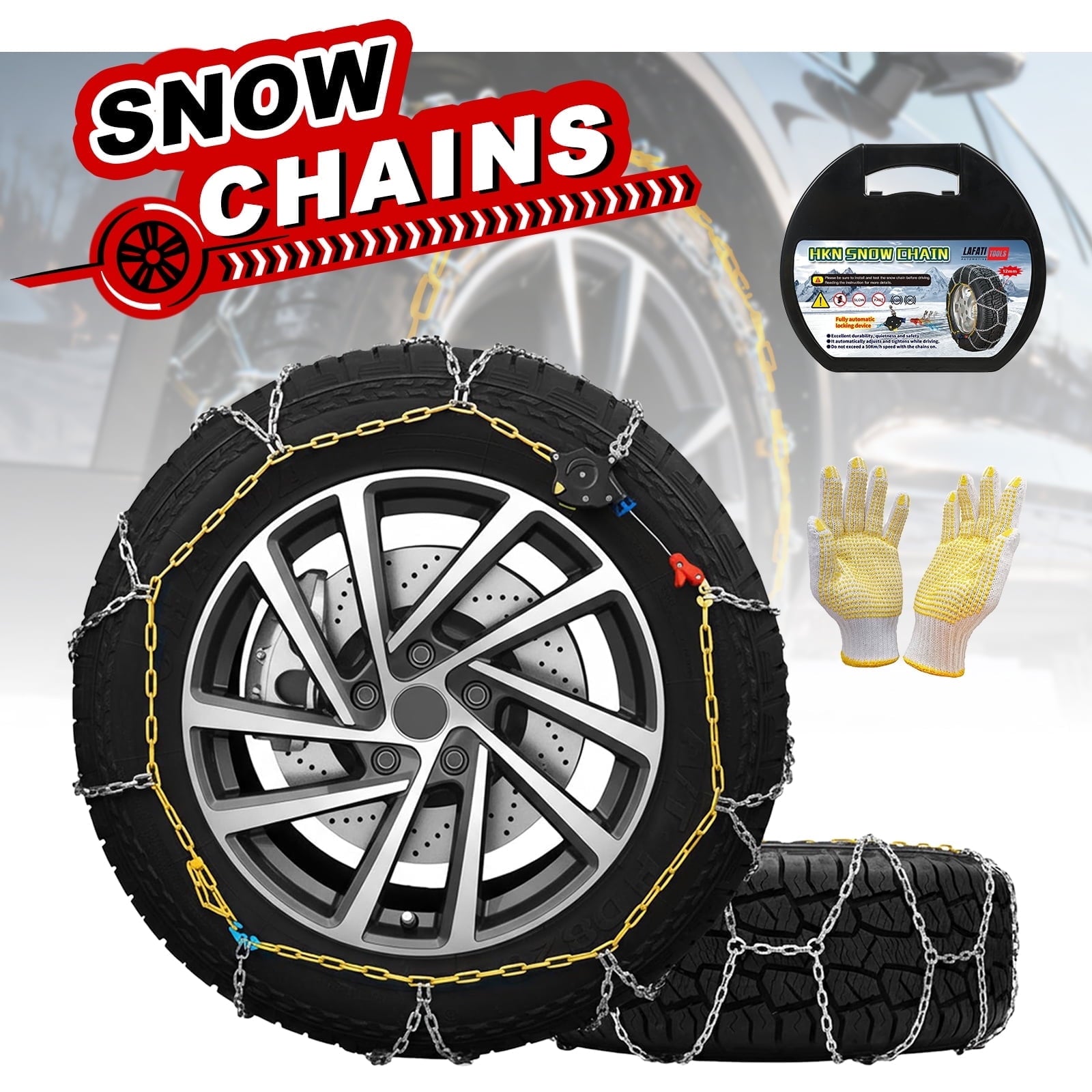 Lafati Snow Chains Auto Tightening（HKN 130）, Reusable tire Chains Qui